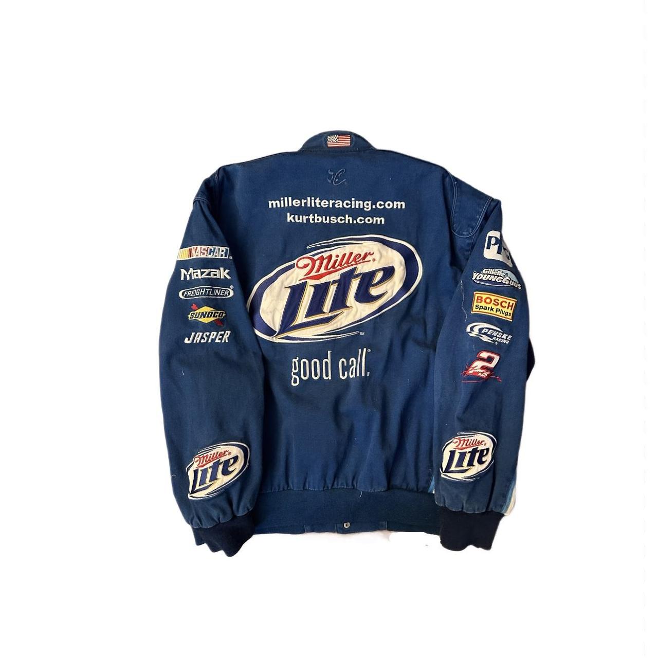 NASCAR Men's Blue and White Jacket | Depop