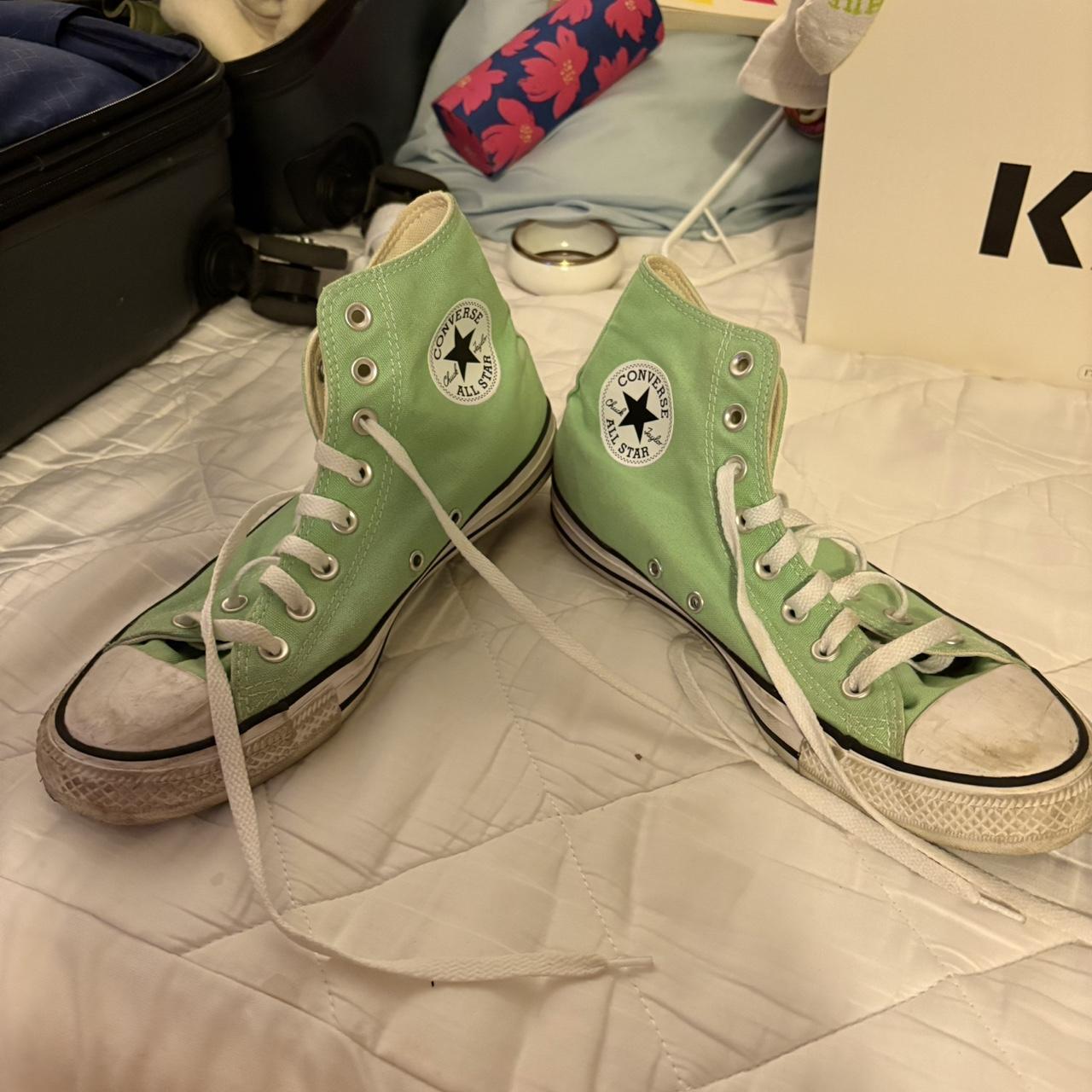 Light Green Converse All Stars high tops #sneakers | Depop