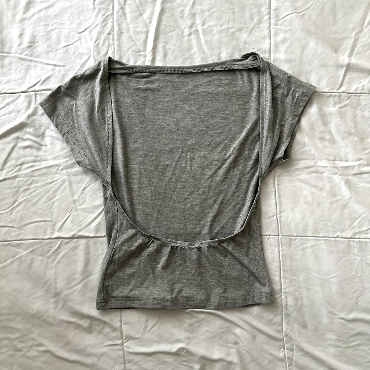 shein backless light grey top size women’s small in... - Depop