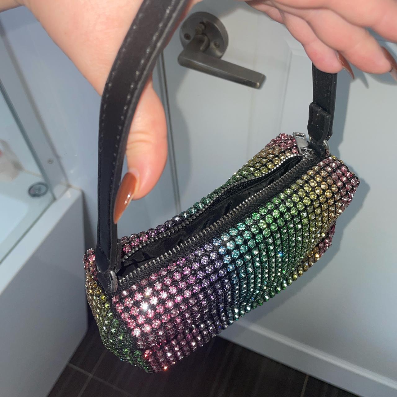 SHEIN Mini Ombre Rhinestone Decor Chain Bucket Bag... - Depop