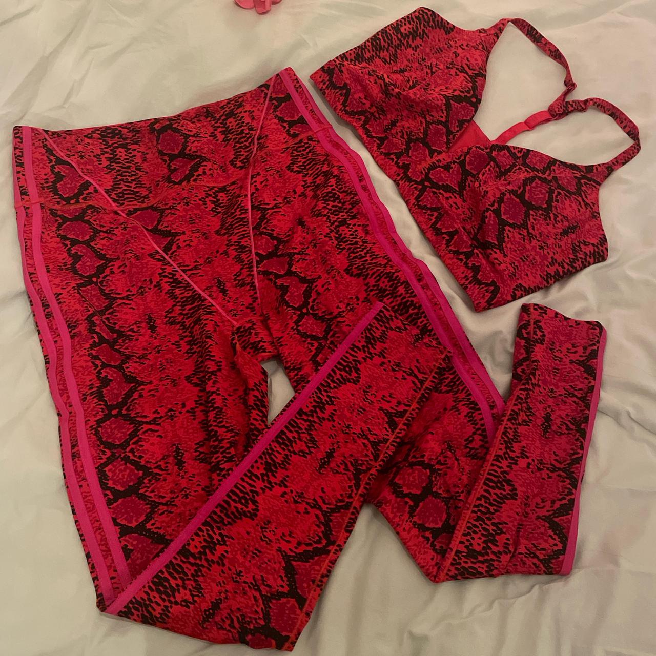 Adidas x Ivy Park Red Snake Print Bra and Leggings... | Depop