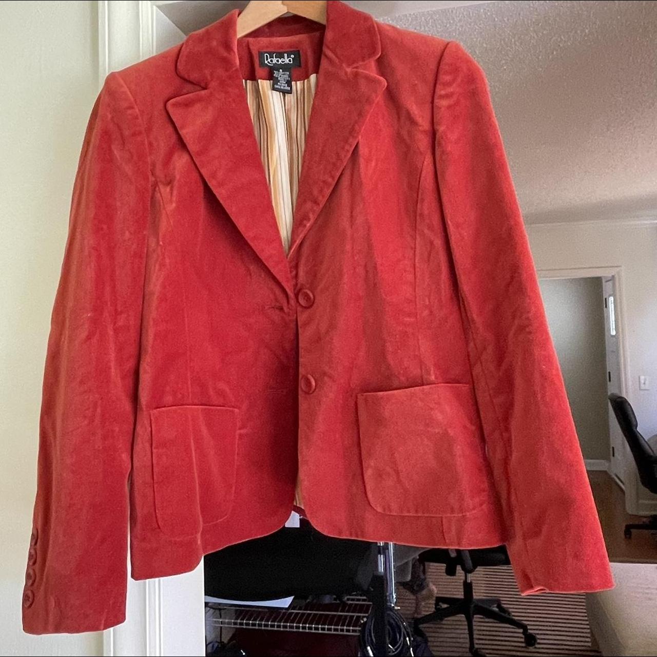 burnt orange Rafaella brand velvet blazer -... - Depop