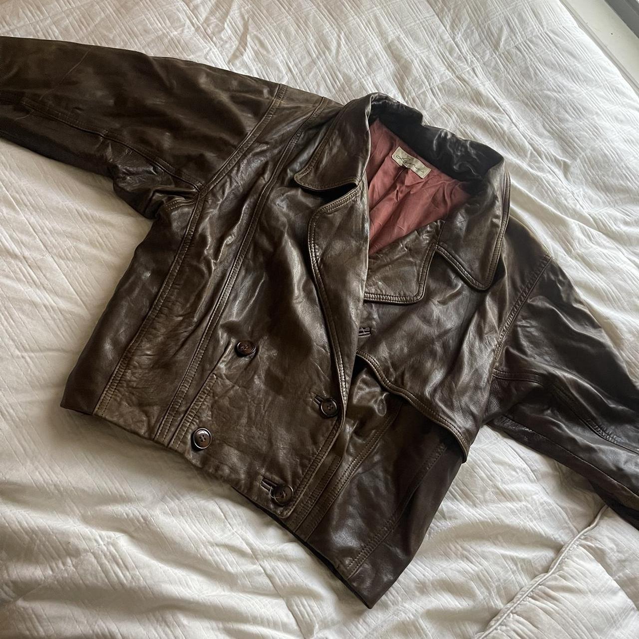 Vintage chocolate brown leather jacket. Buttery soft... - Depop