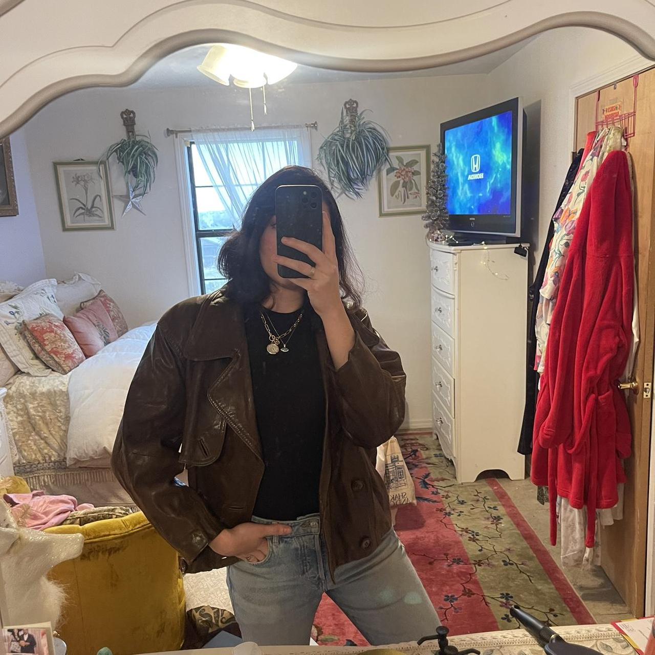 Vintage chocolate brown leather jacket. Buttery soft... - Depop