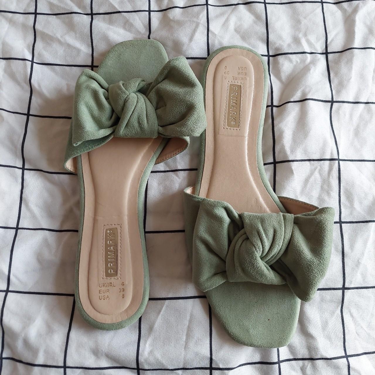 SAGE GREEN FLAT SLIDES ♡ Sage green flat slides... - Depop