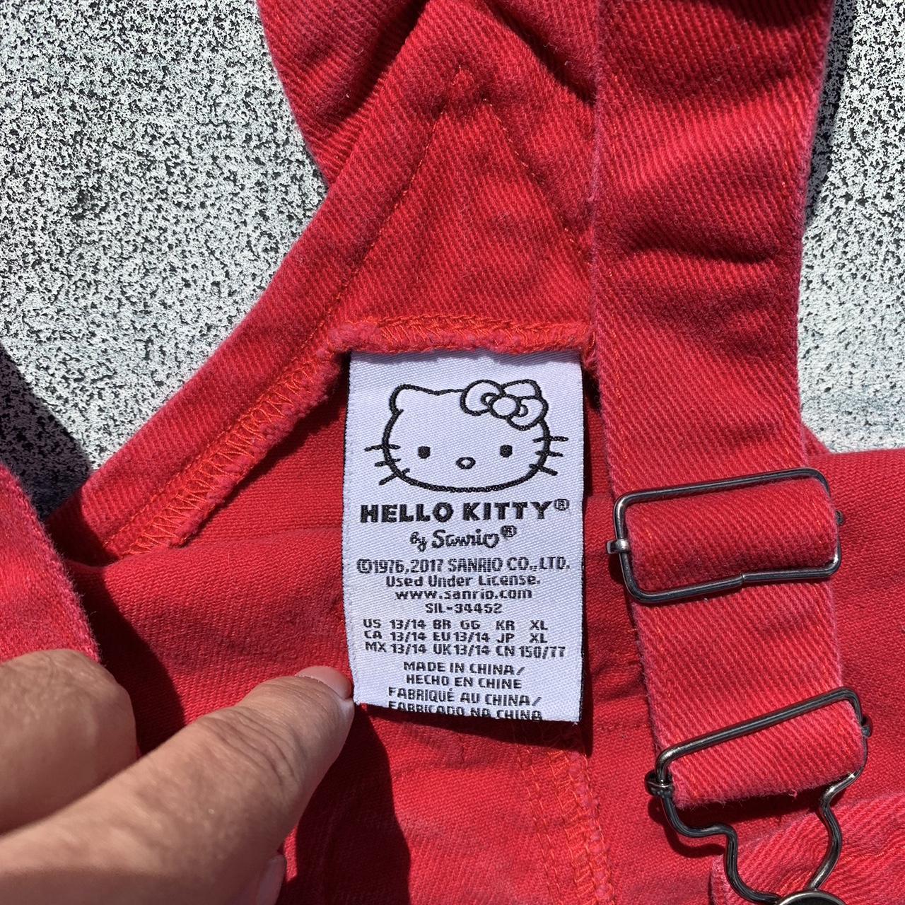 Hello Kitty Red Denim Overalls Skirt Size Youth... - Depop