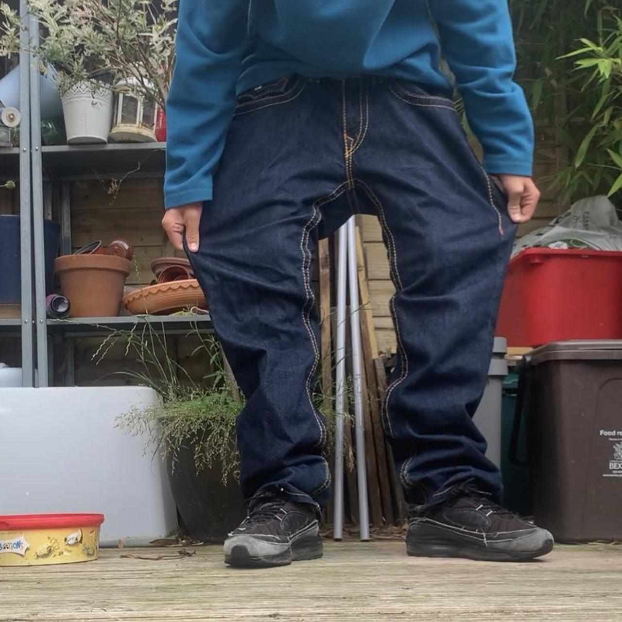 Baggy True Religion Rainbow Ricky Y2K 32W x 28L... - Depop