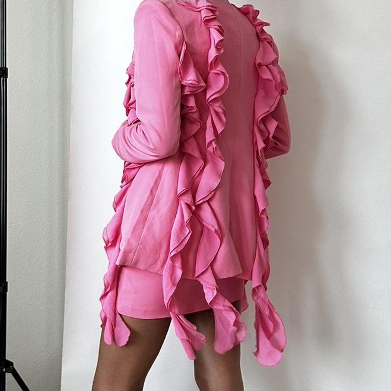 misspap hot pink ruffle suit SET never worn /... - Depop