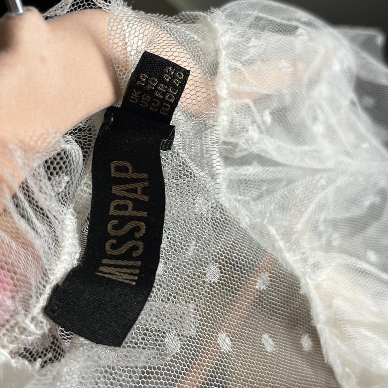 Sheer ruffle lace dress Uk size 14 White with nude... - Depop