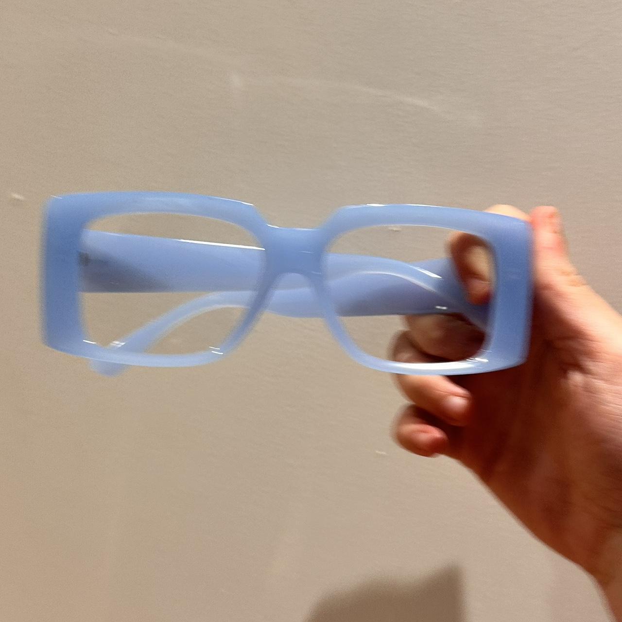 blue thick frame blue light glasses - Depop