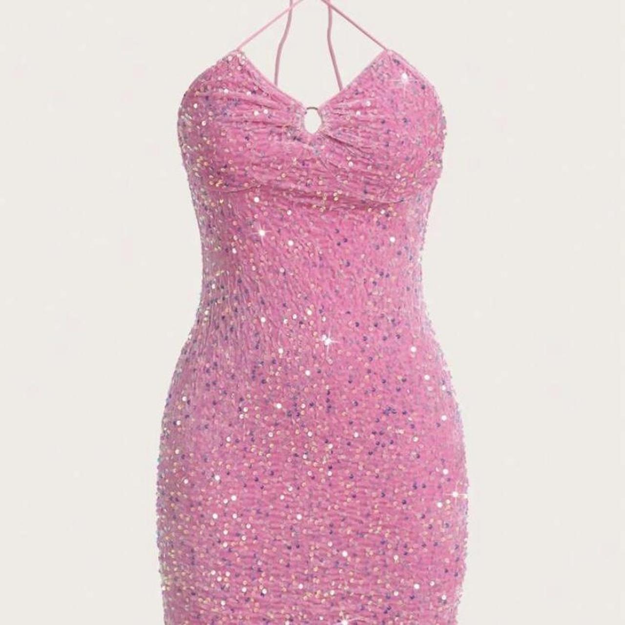 Sparkly sequined pink mini dress! Perfect for a... - Depop