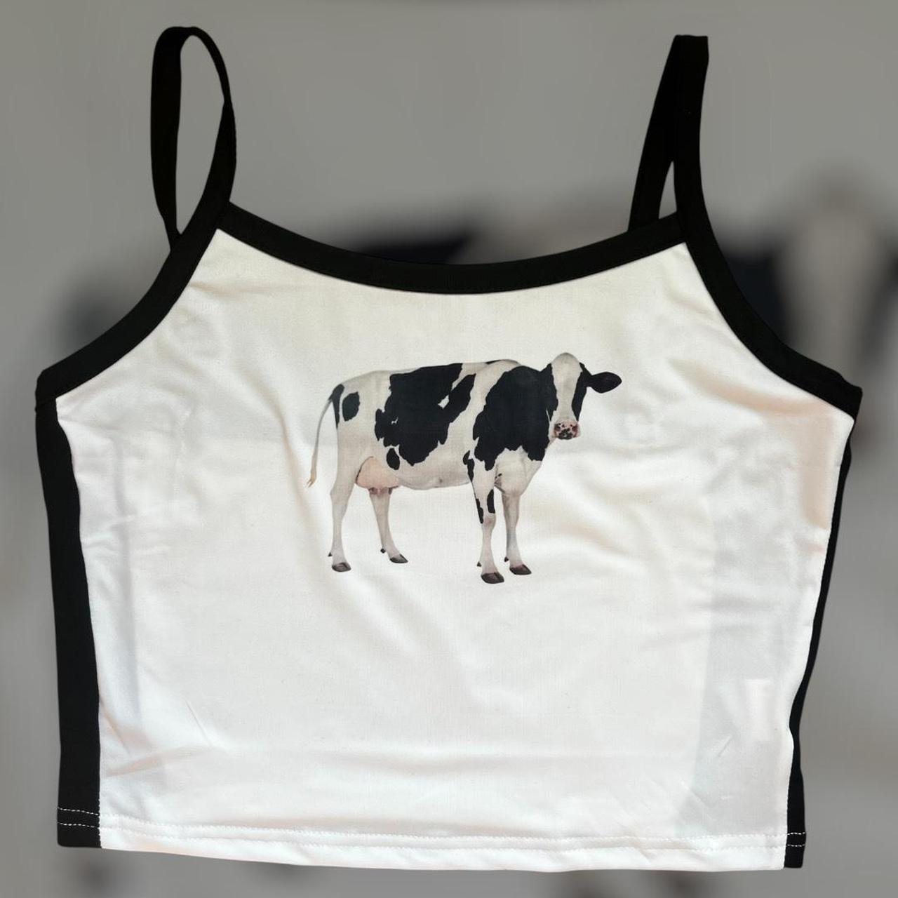 cow tank top 🐄 - handmade by me! size small/medium... | Depop