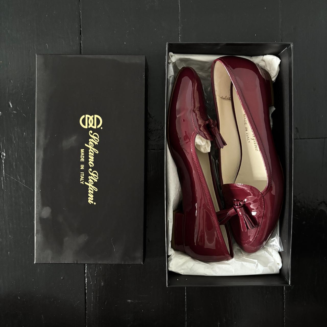Stefano Stefani made in italy patent burgundy... | Depop