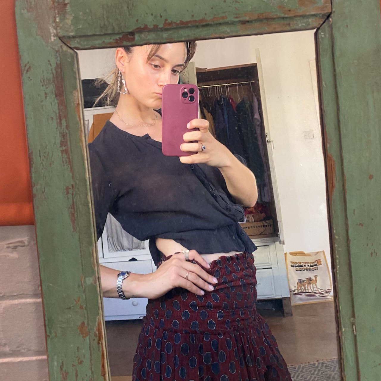 ISABEL MARANT Etoile Burgundy Barden Silk Polka-dot... | Depop