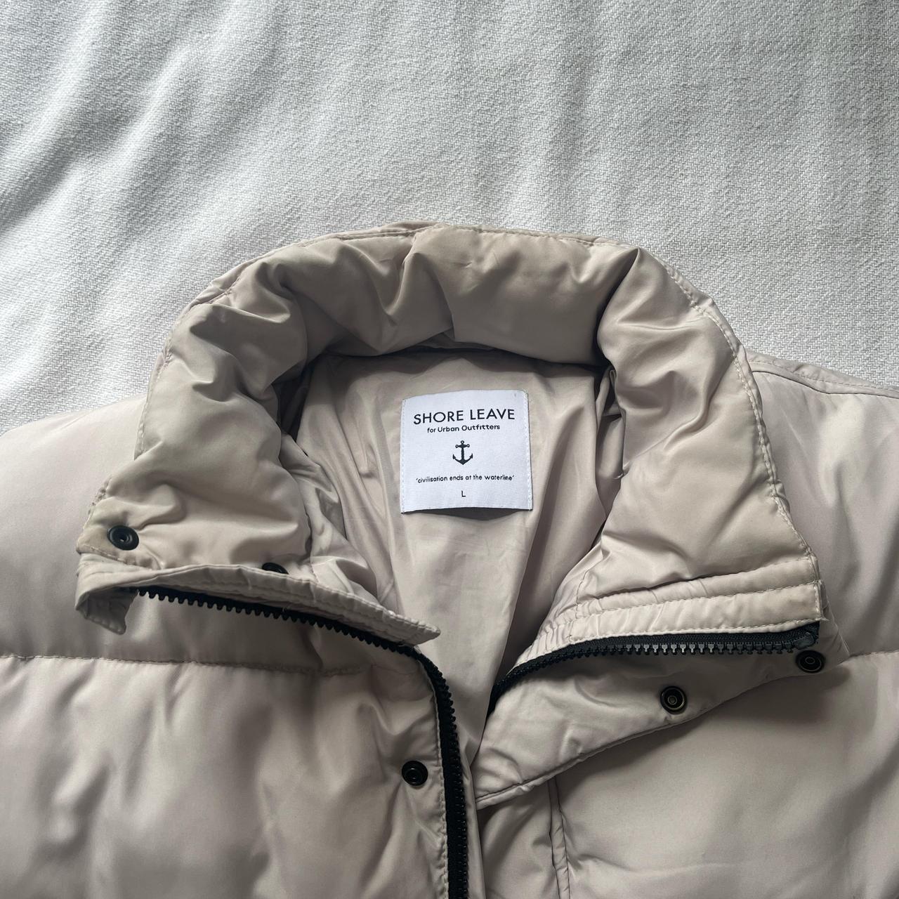 Large silver puffer jacket with 2 pockets, zip and... - Depop