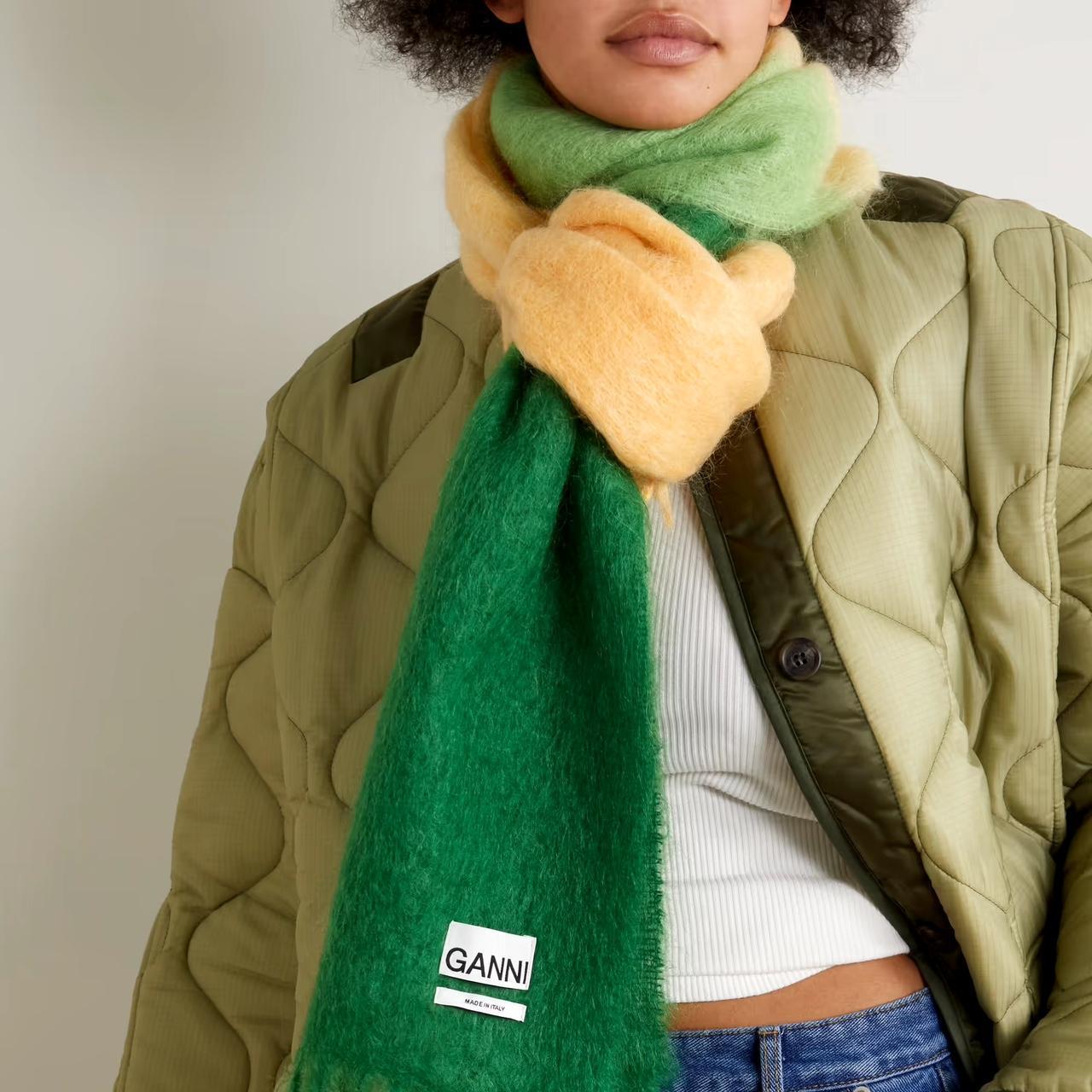 ganni green yellow mohair scarf Brand new, amazing... - Depop