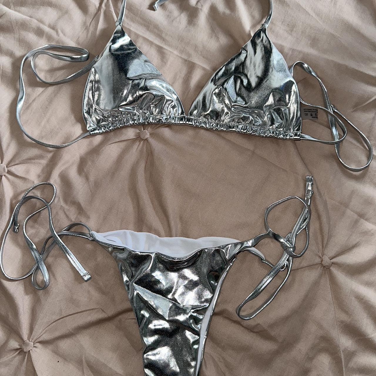 Shein metallic bikini with matching skirt Never... - Depop