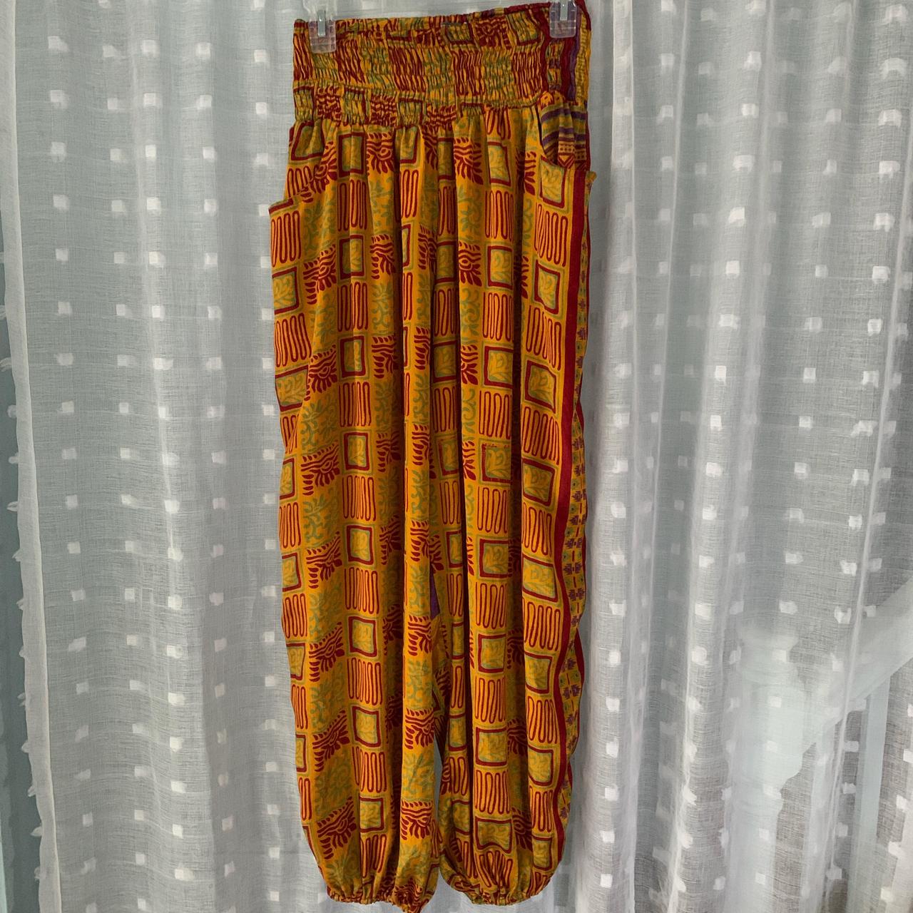 Earthbound yellow and orange harem pants with... - Depop