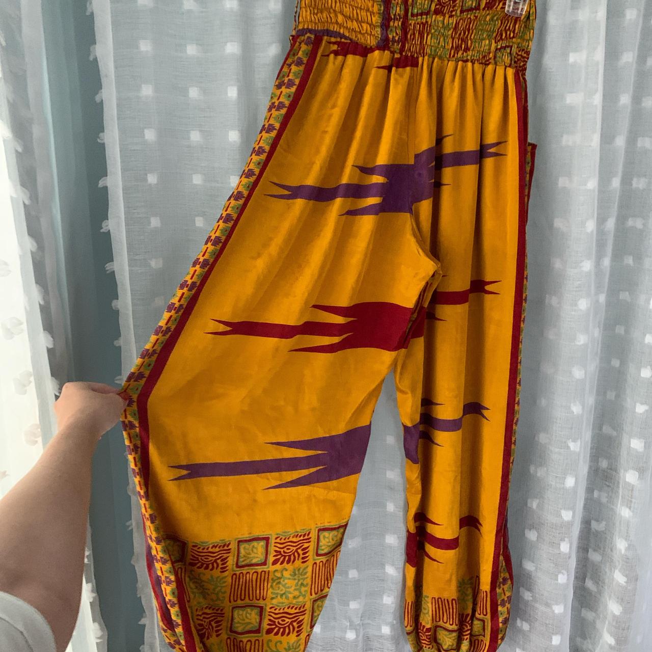 Earthbound yellow and orange harem pants with... - Depop