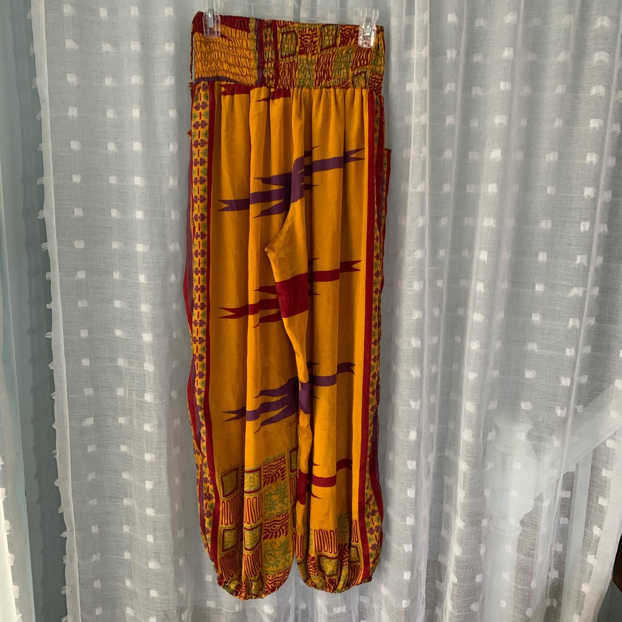 Earthbound yellow and orange harem pants with... - Depop