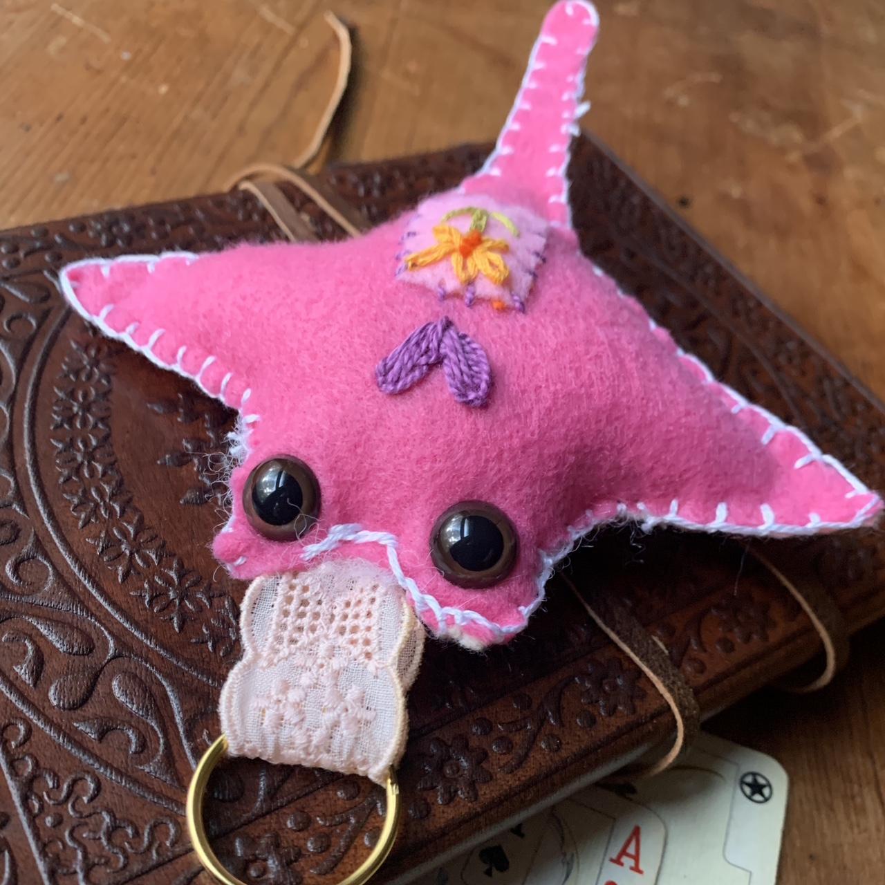 Hand embroidered sting ray felt keychain #stingray... | Depop
