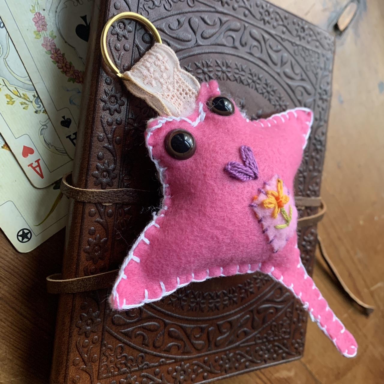 Hand embroidered sting ray felt keychain #stingray... | Depop