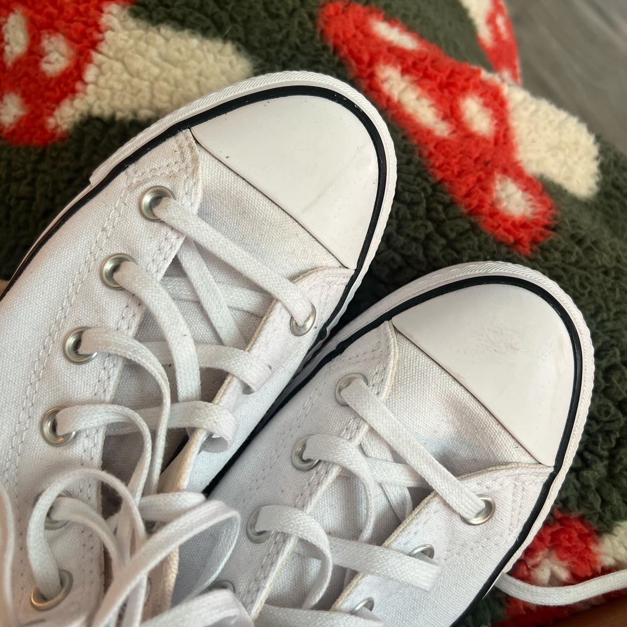 Converse White Platform Chucks Size 8 Worn once or... - Depop