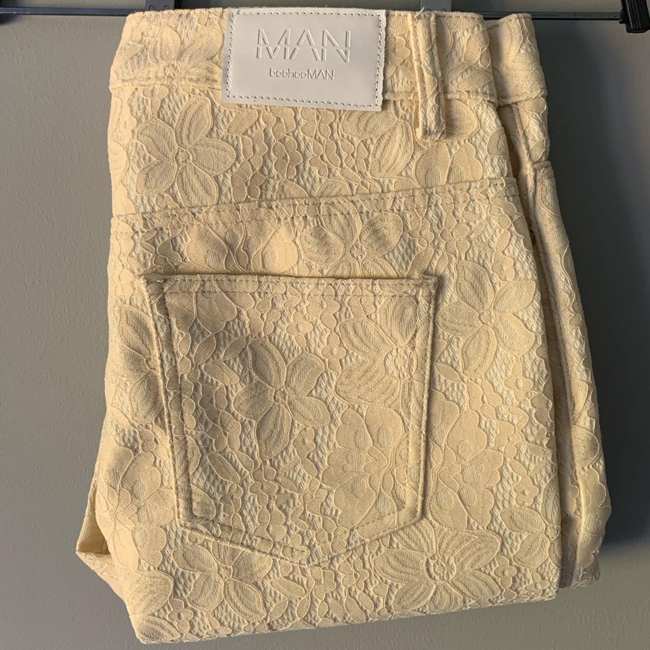 BoohooMAN X Lil Tjay Rigid Lace Overlay Jeans -... - Depop