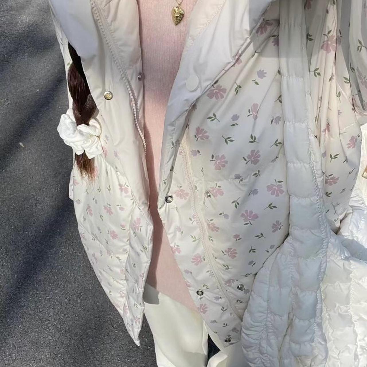 Cute flower puffer jacket!! 🌸 Selling because I... - Depop