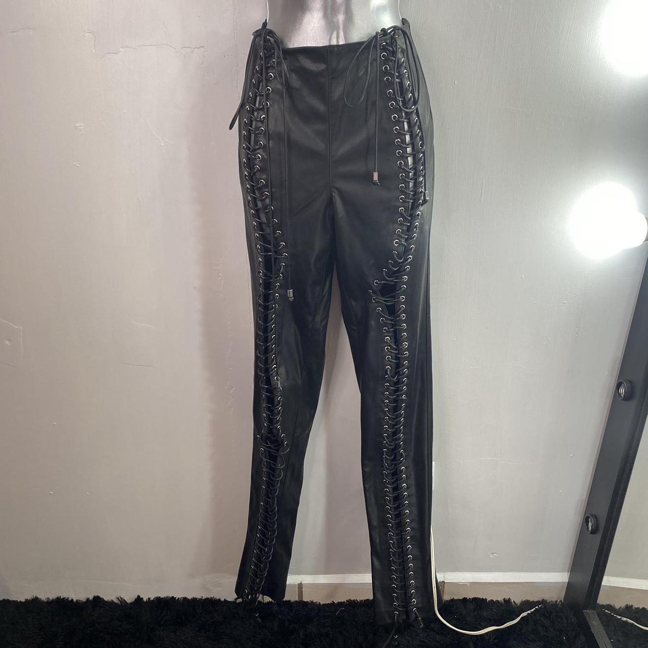 Vinyl super sick pants!! With full lace up at the... - Depop