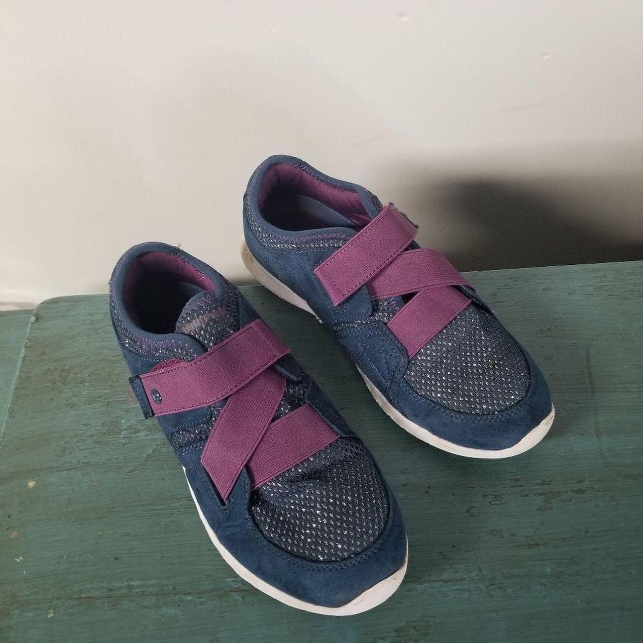 Blue and Purple 4.5 shoes sneakers latch and... - Depop