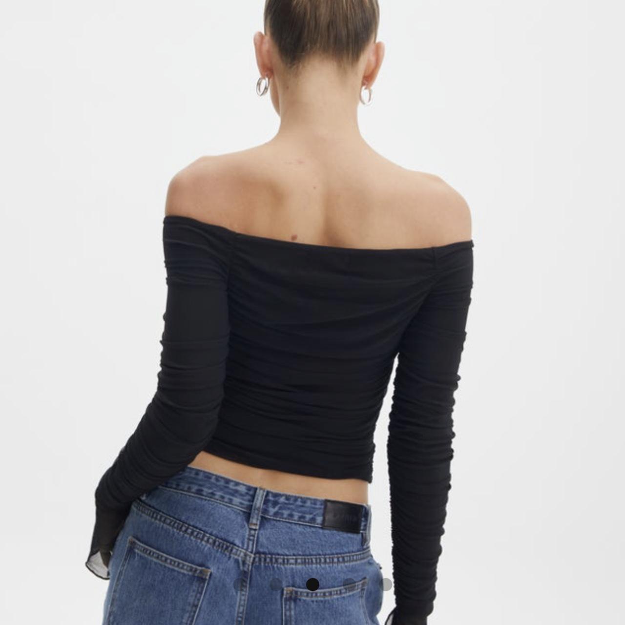 GLASSONS RUCHED MESH OFF SHOULDER TOP BLACK 🖤 Size... - Depop