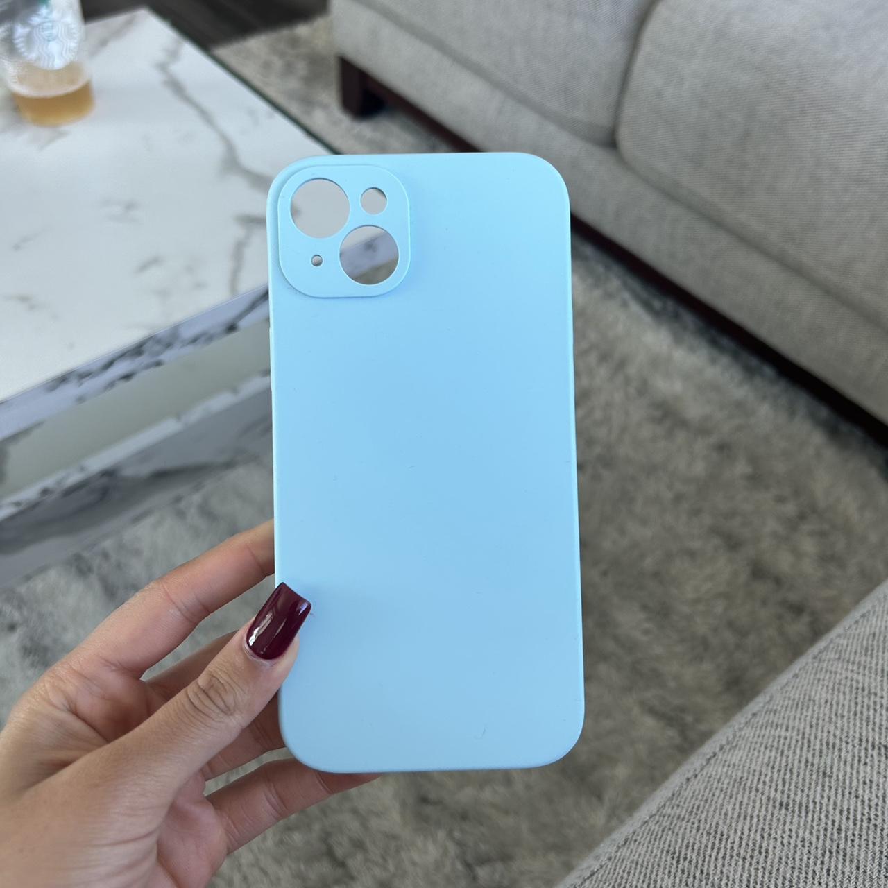 Baby blue IPHONE 14 PLUS case (silky silicone) - Depop