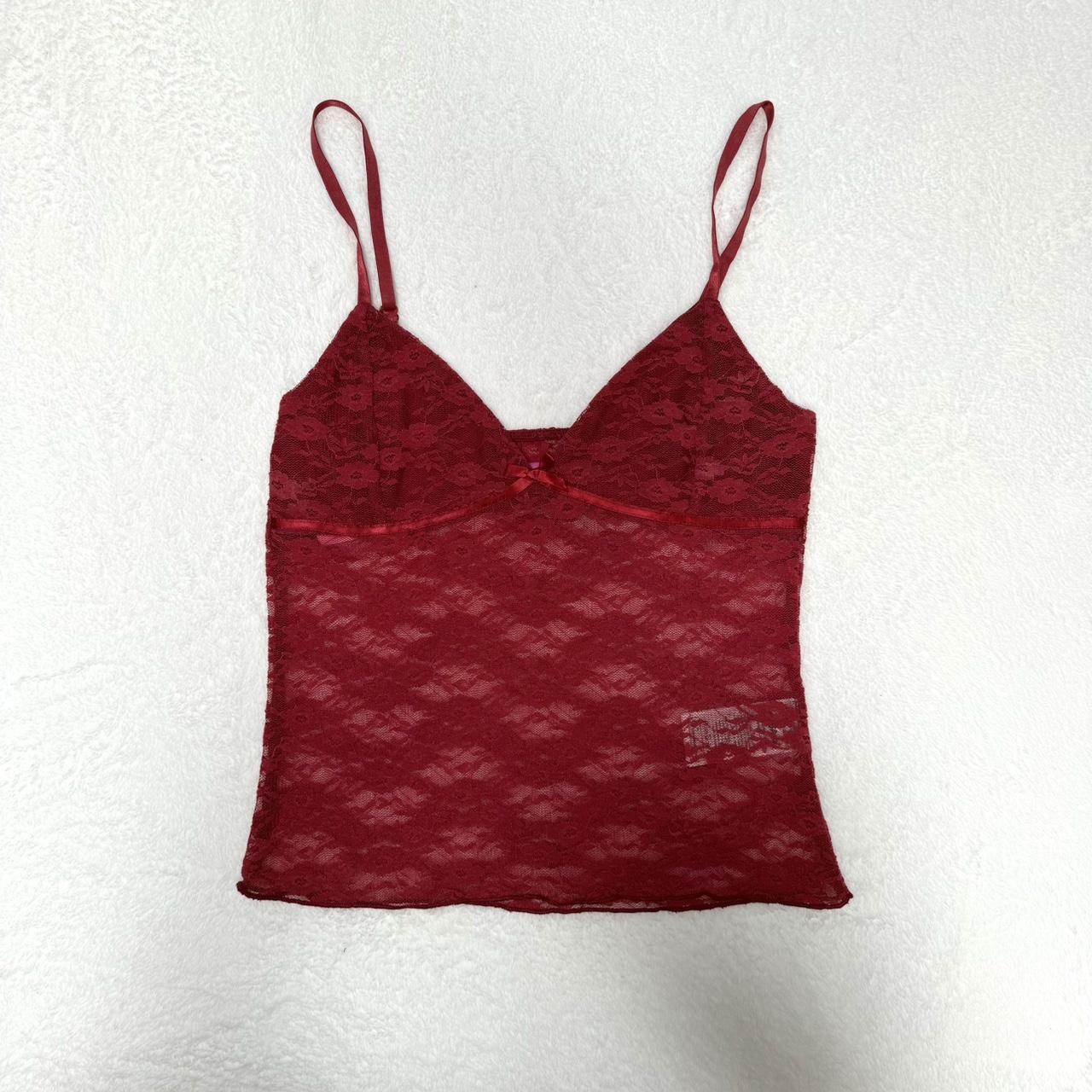 nwt edikted red lace tank top - eira sheer lace tank... - Depop