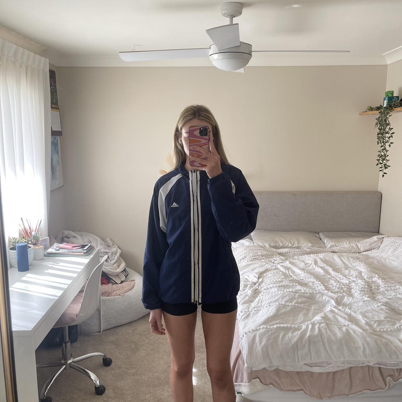 Vintage navy adidas spray jacket Size M Great condition - Depop