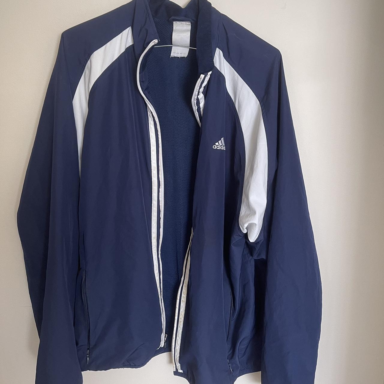 Vintage navy adidas spray jacket Size M Great condition - Depop
