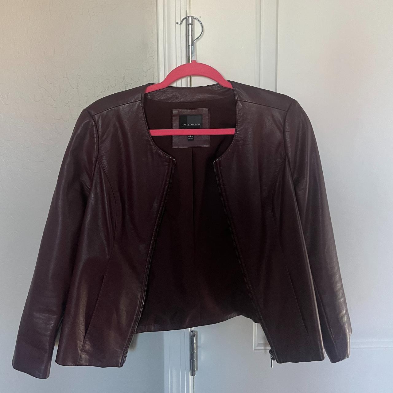 The Limited Maroon Leather Jacket-- (S) It fits more... - Depop