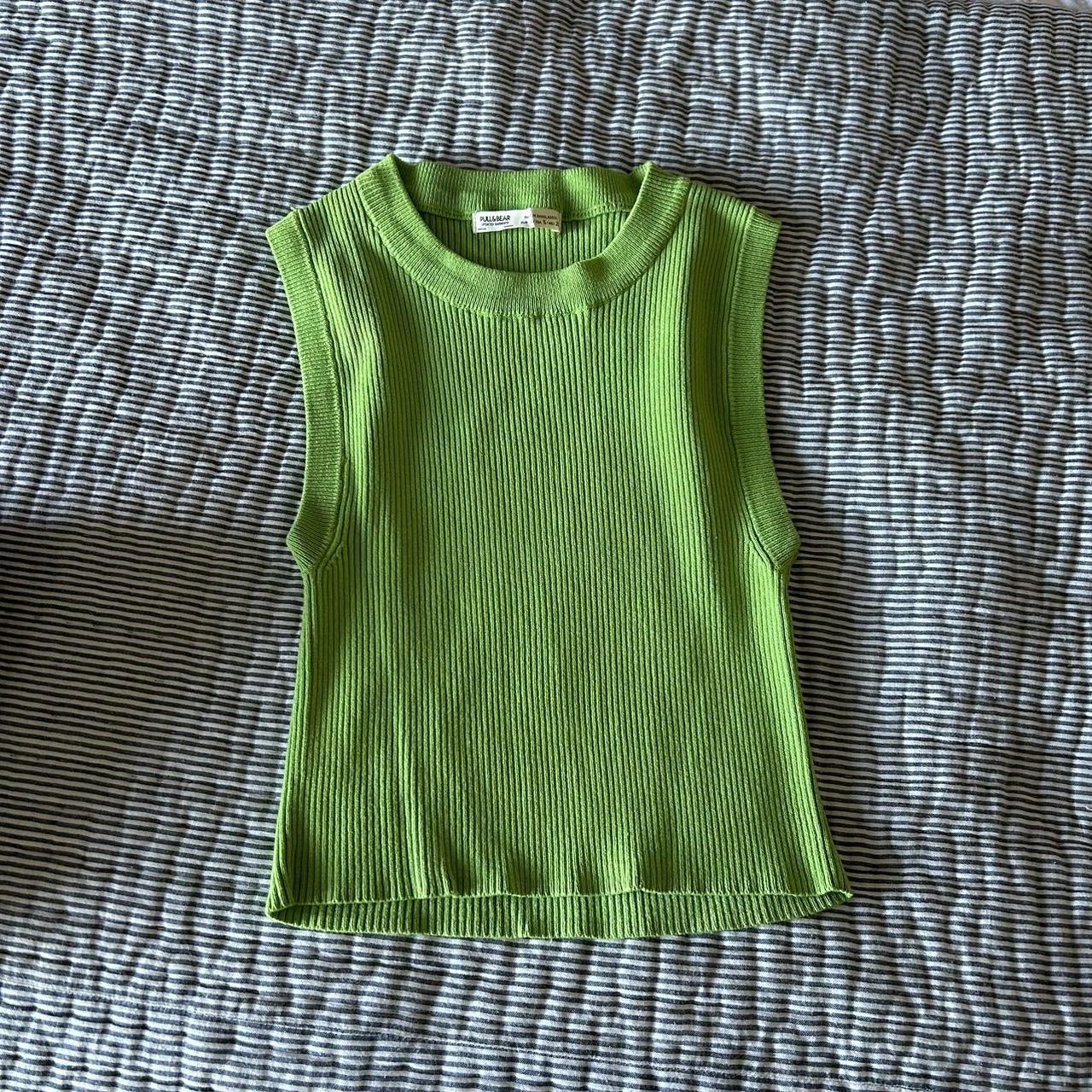 Pull and bear green tank. Worn once - Depop