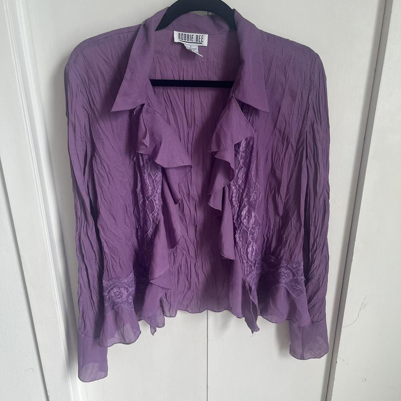 vintage lace frilly button up soo cute frilly lace... - Depop