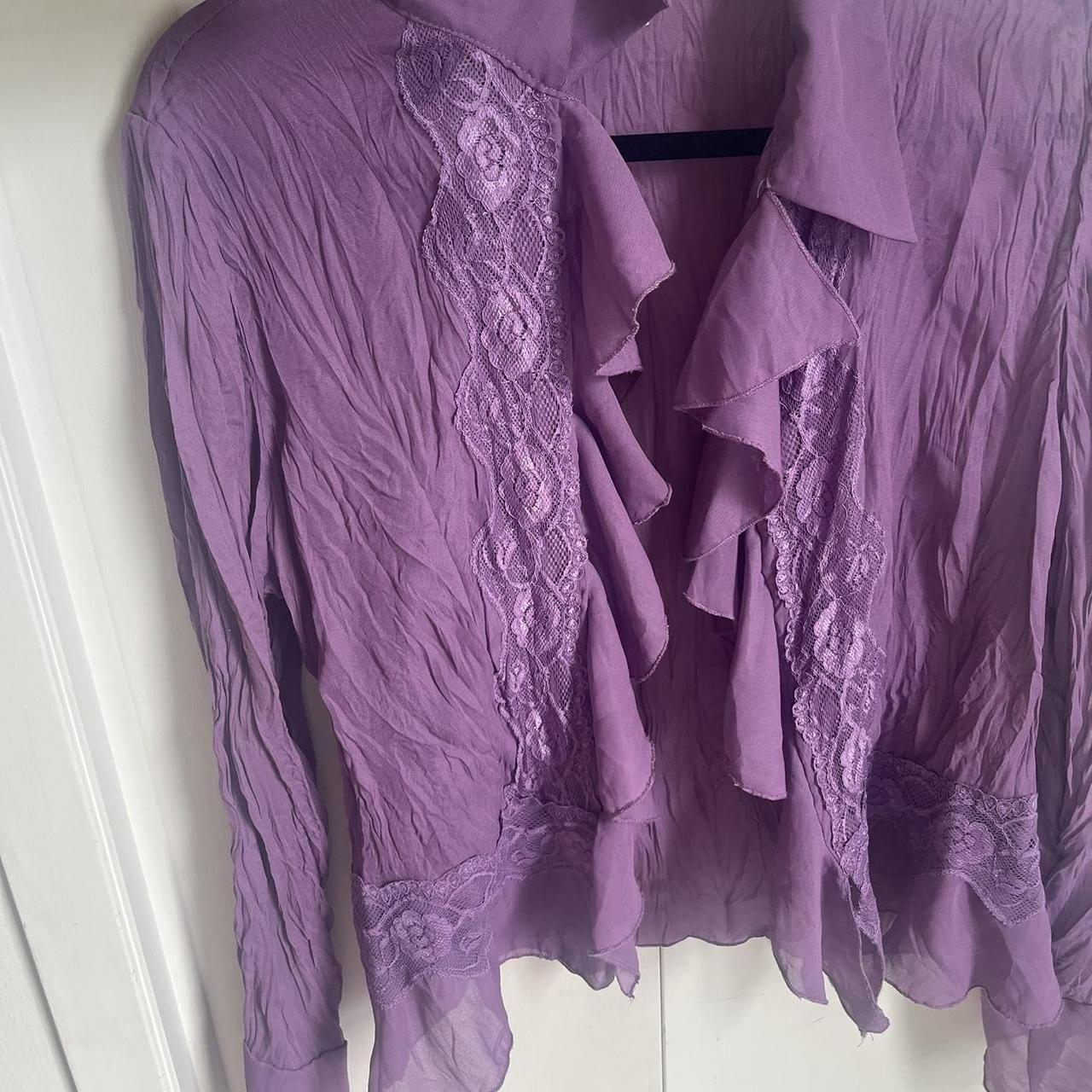 vintage lace frilly button up soo cute frilly lace... - Depop