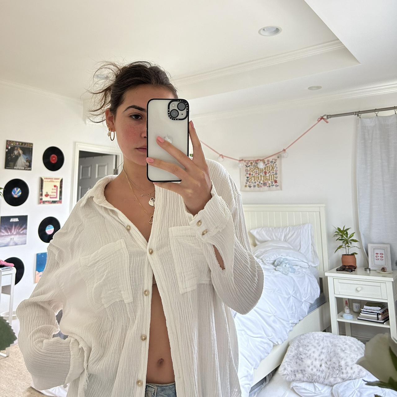 linen cover up super soft brand miou muse - Depop