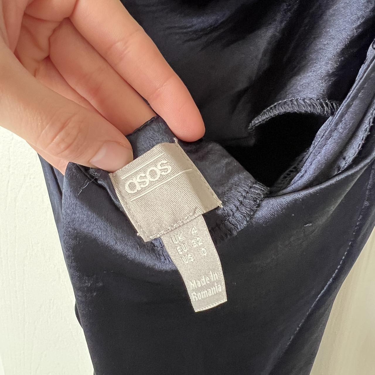 ASOS dark blue cowl neck satin dress size 0/XS Worn... - Depop