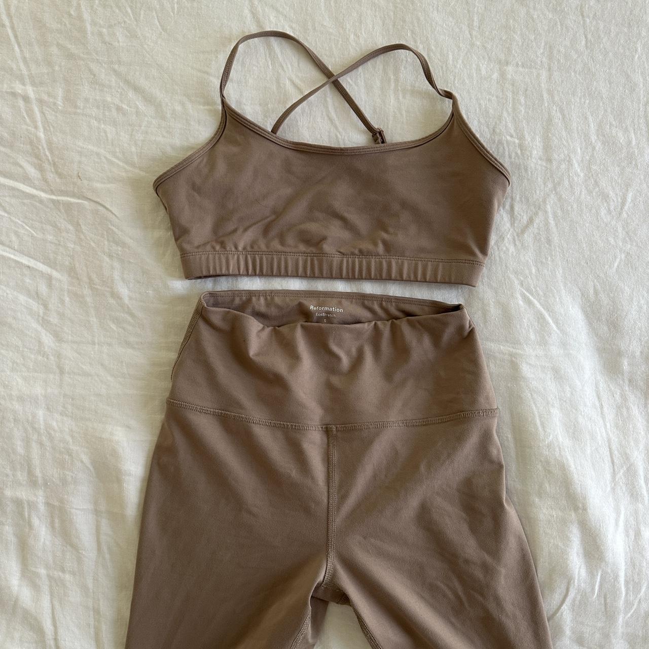 Reformation tan workout set #reformation - Depop