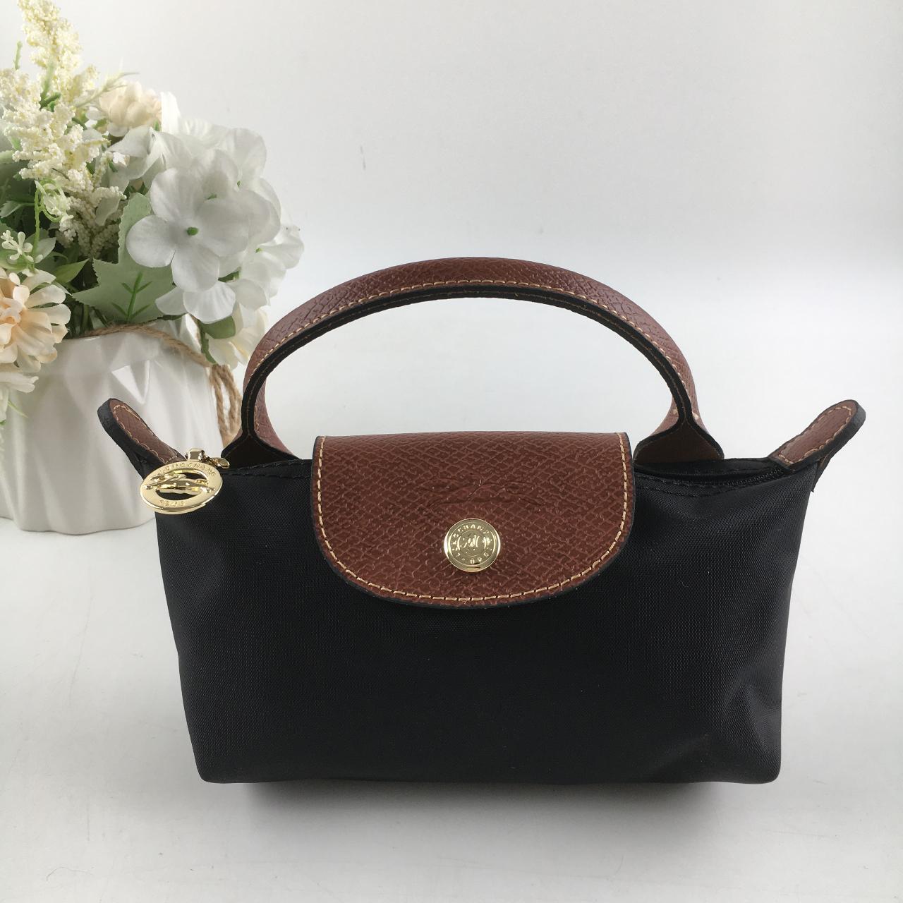 Longchamp Mini Crossbody Bag Black with Leather... | Depop