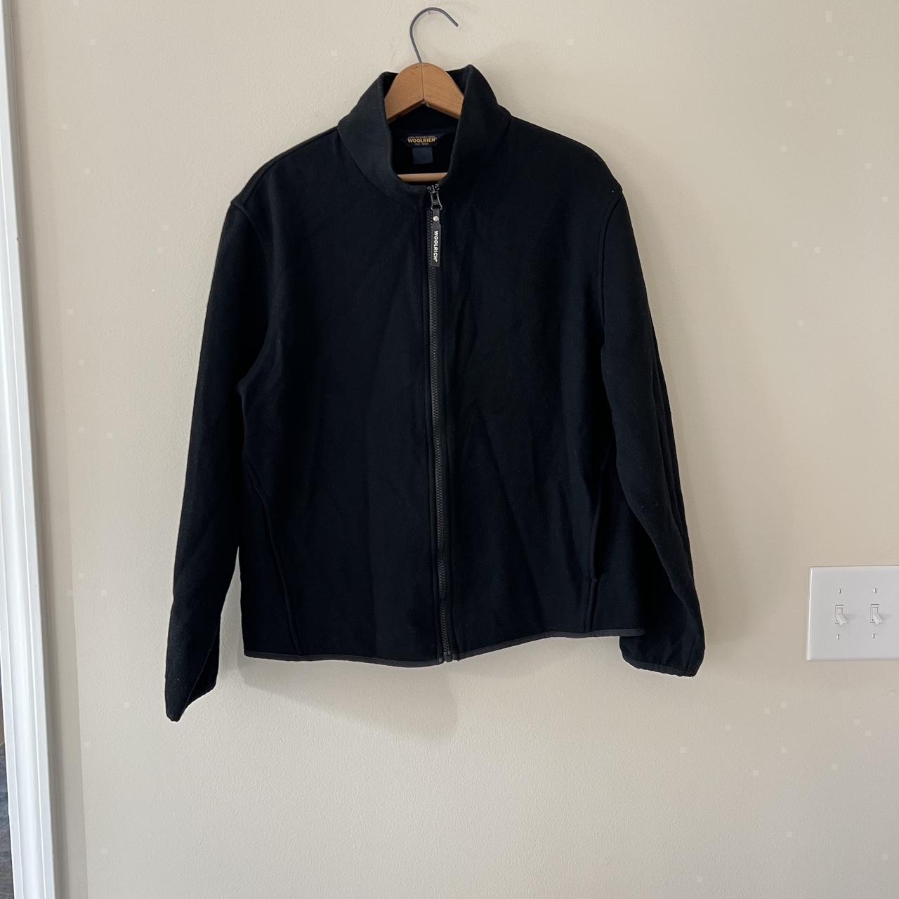 Woolrich Mens Size Medium Wool Jacket Zip-Up Black... - Depop