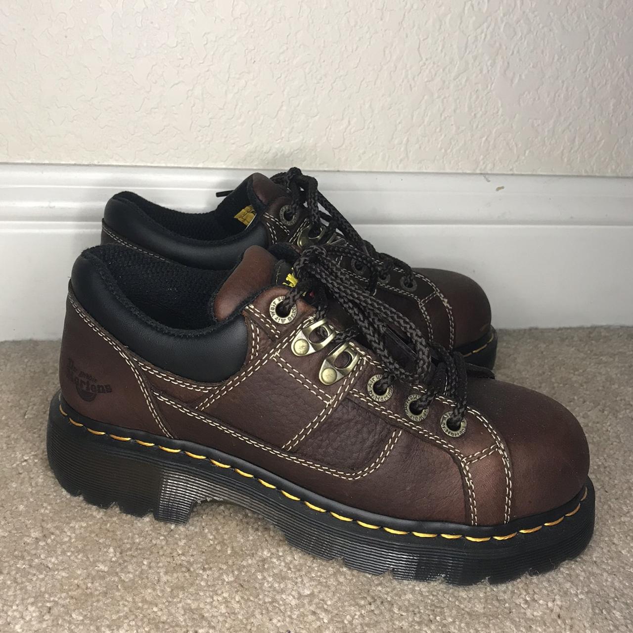brown doc marten steel toe shoe! ... - Depop
