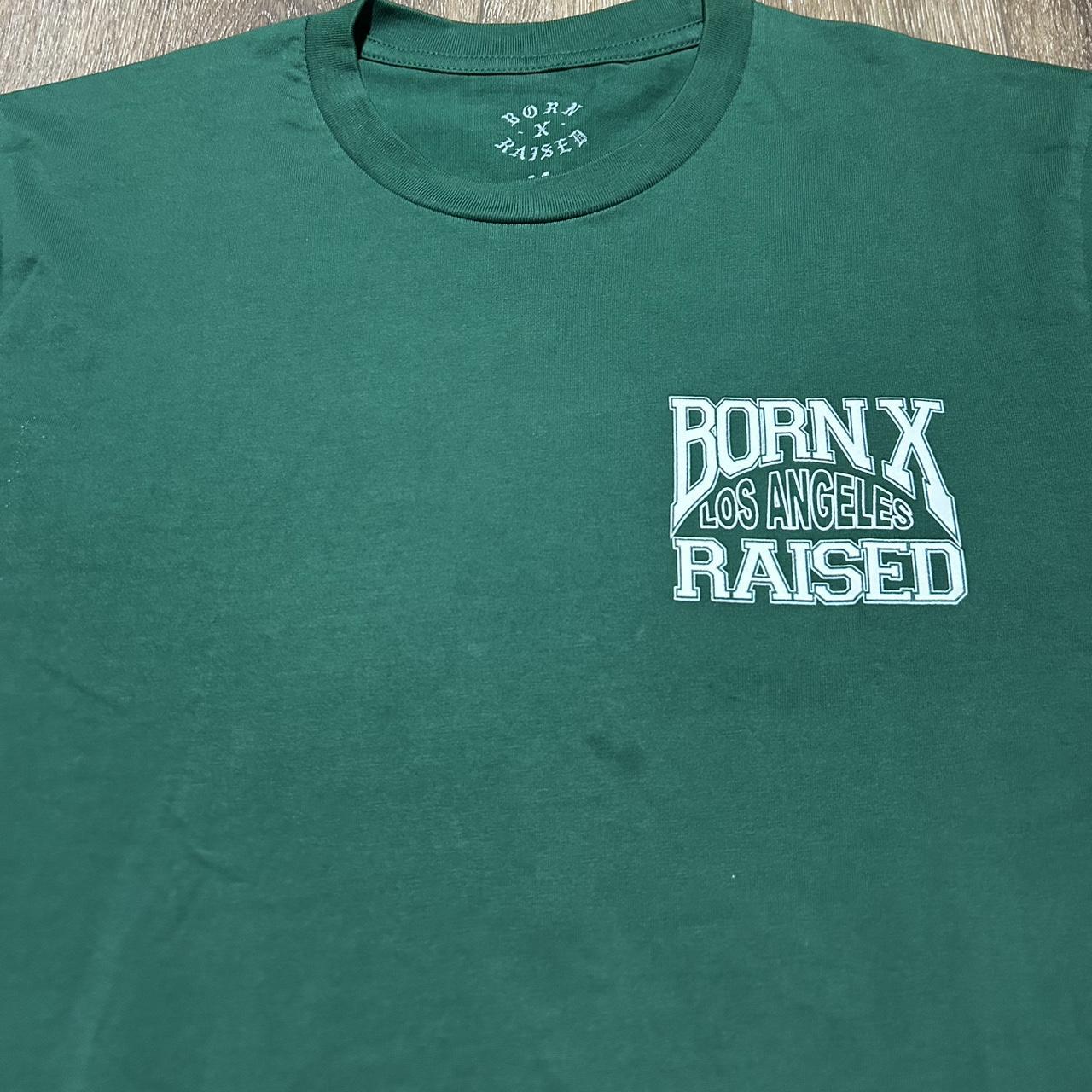 Born x Raised Los Angeles green tshirt Size medium... - Depop