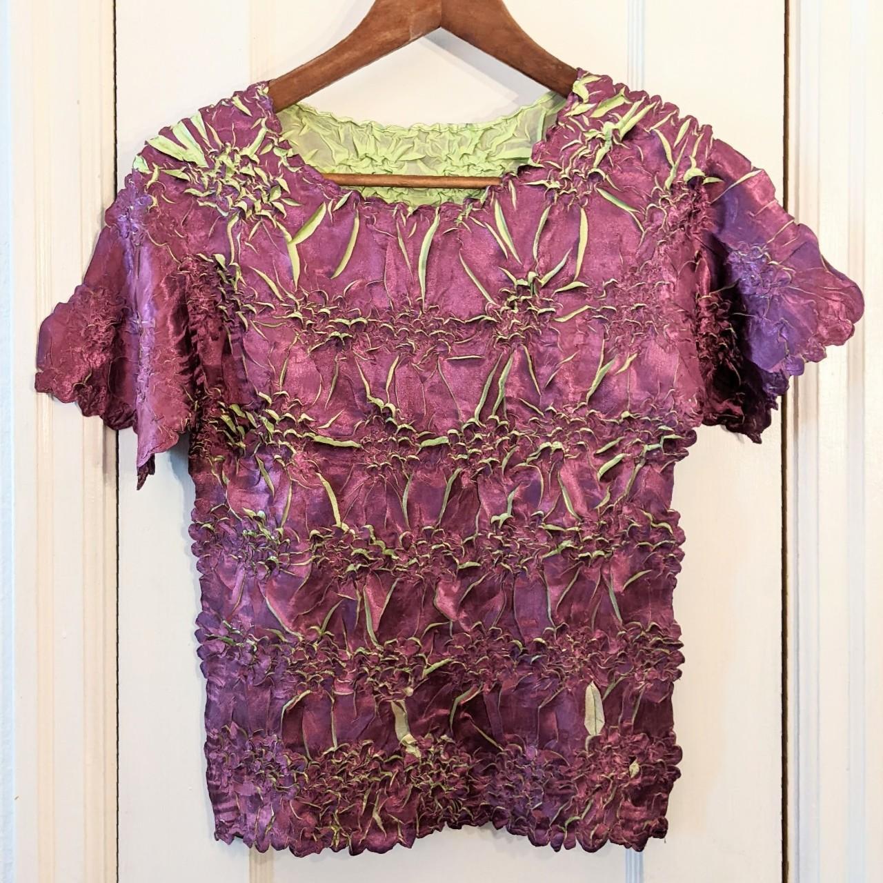 ORIGAMI MAGIC SCARF Shirt One Size Top Purple And Green - Depop