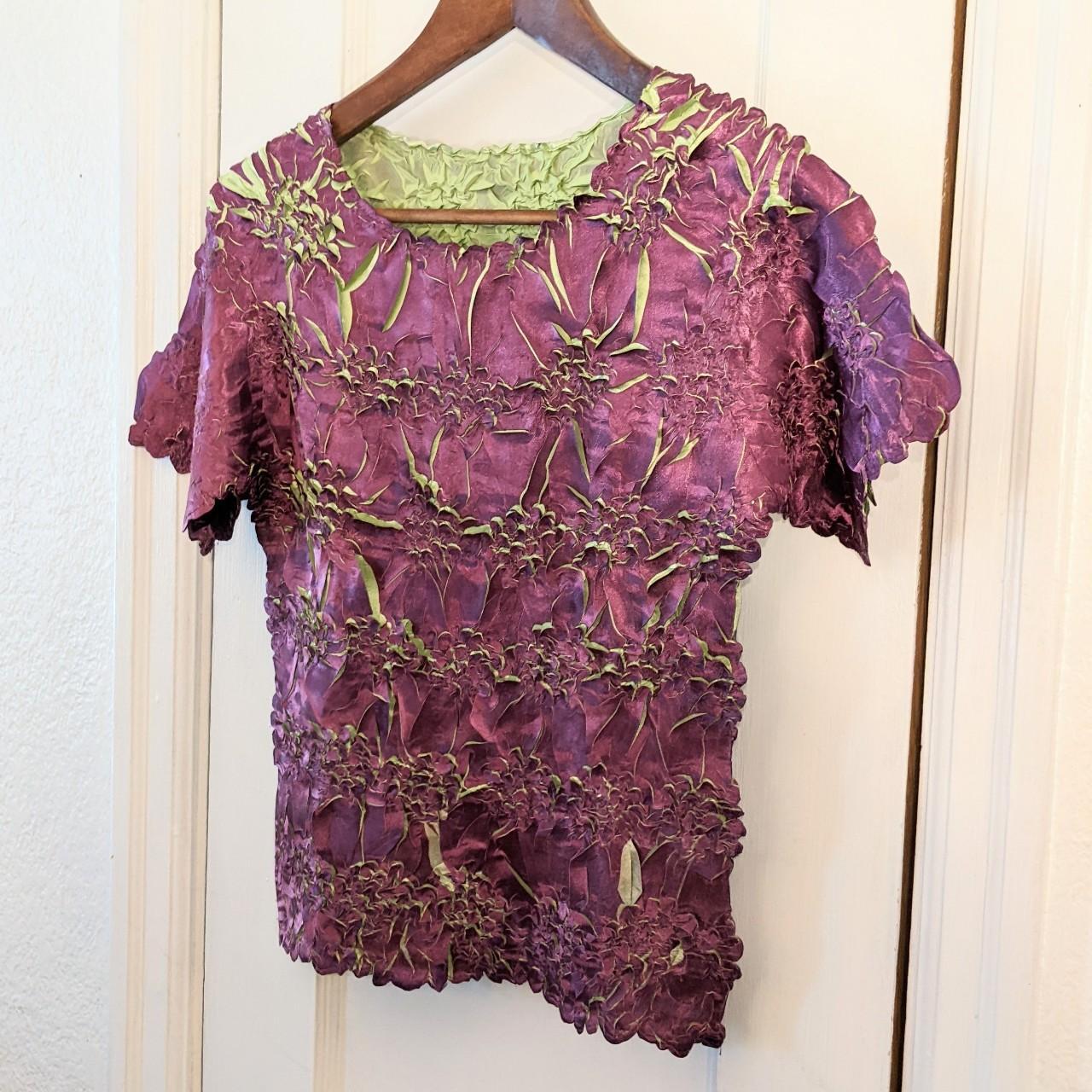 ORIGAMI MAGIC SCARF Shirt One Size Top Purple And Green - Depop