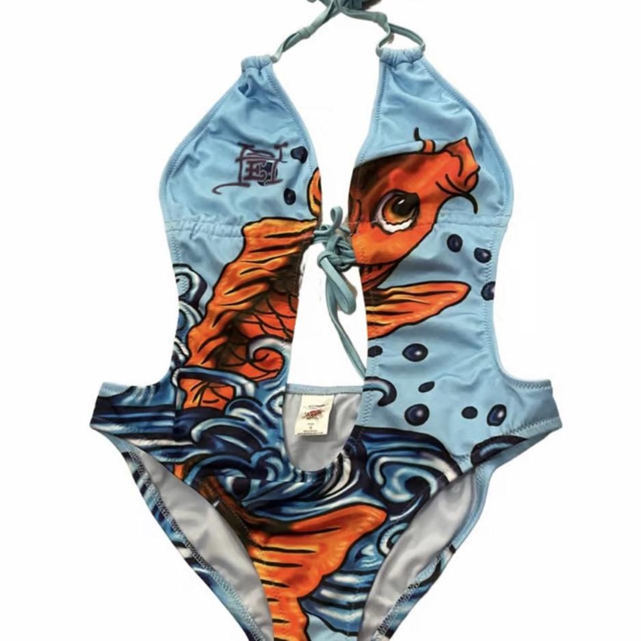 Ed Hardy One Piece Swimming Suit Great Condition!... - Depop